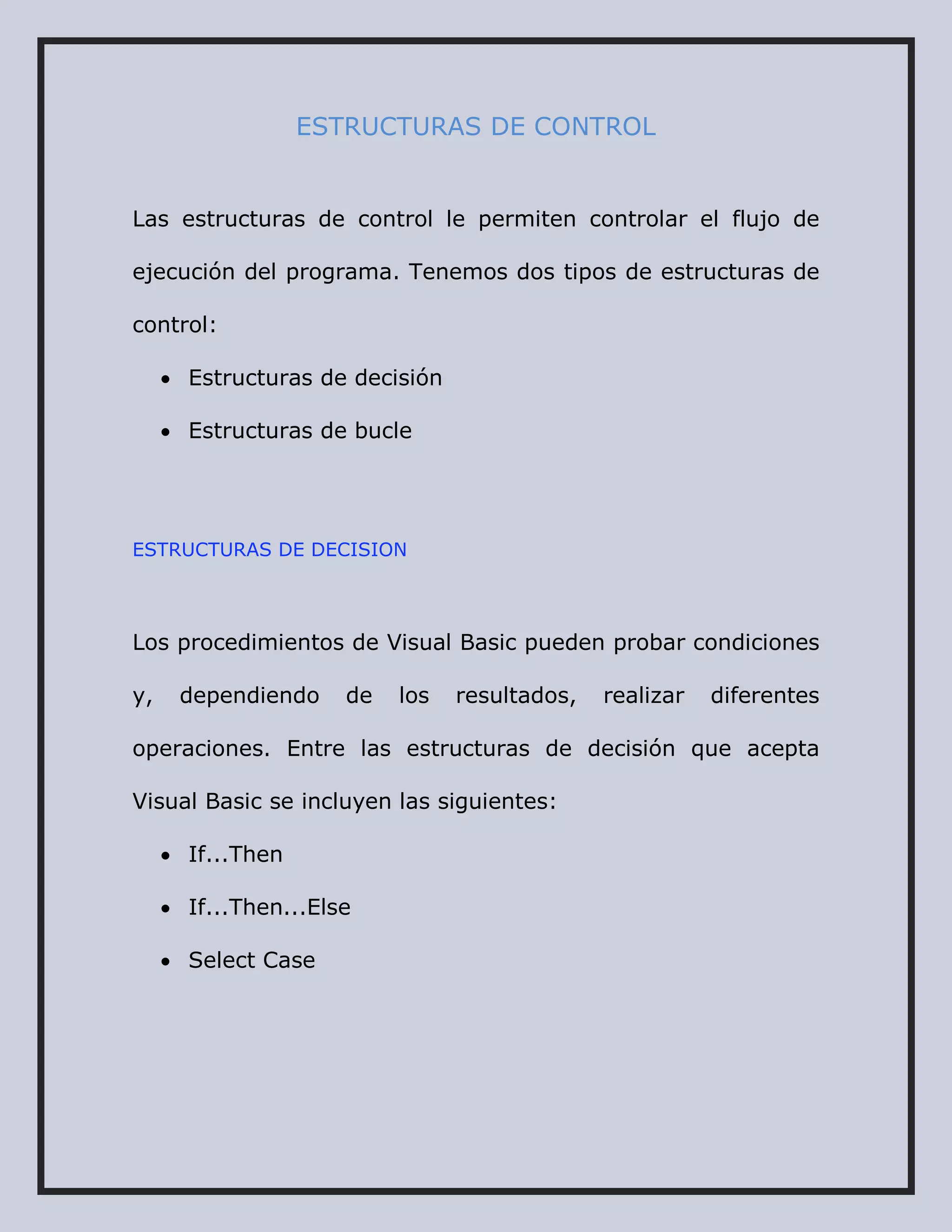 Estructuras de control | PDF