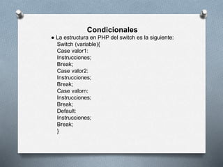 Estructuras de control en PHP | PPTX