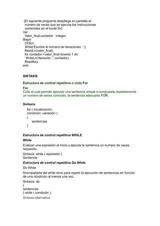 Estructuras de Control Repetitivo | PDF