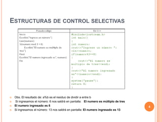 Estructuras de control selectivas | PPTX