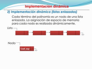 Estructuras de datos POLINOMIO en lenguaje C++ | PPTX | Programming Languages | Computing