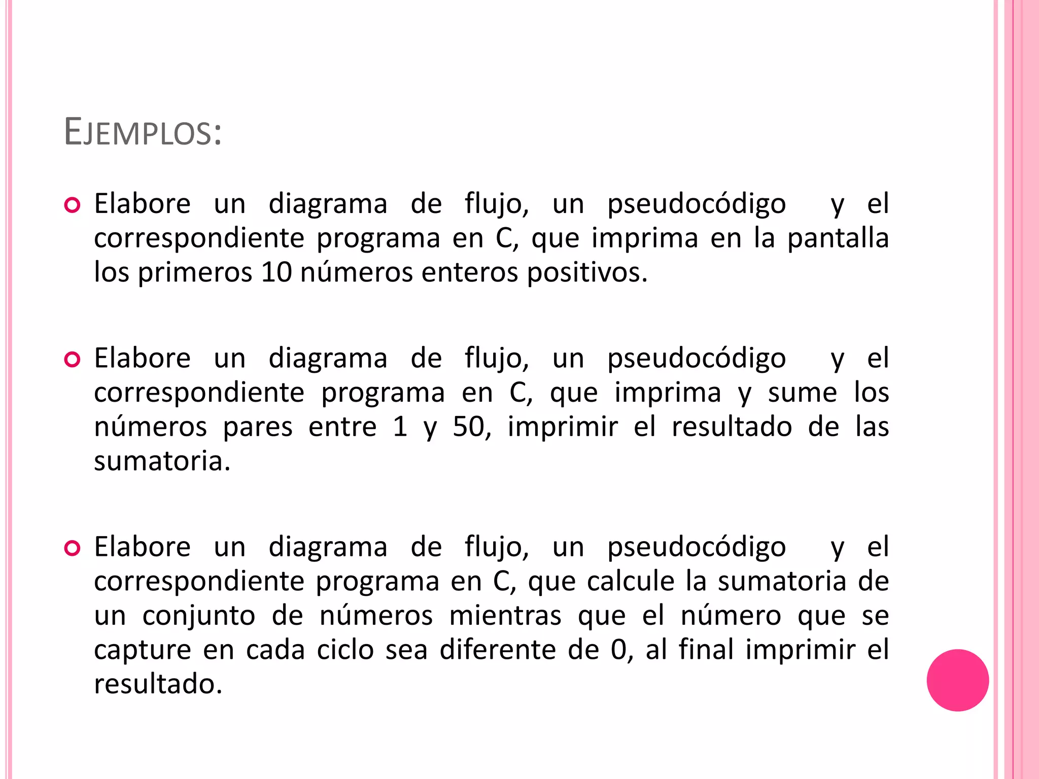 Estructuras iterativas y ejemplos propuestos | PPSX