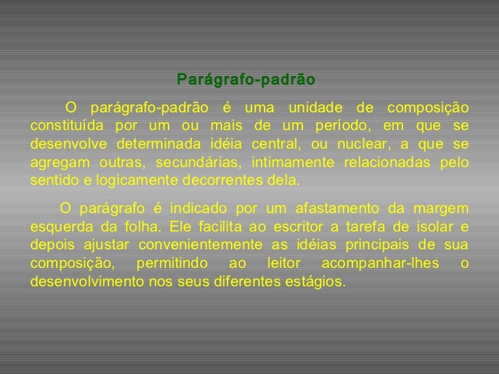 Estruturação dos parágrafos