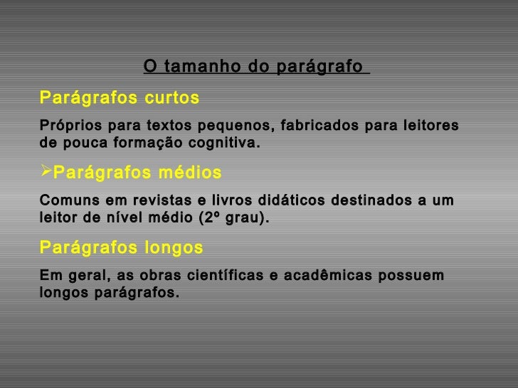 Estruturação dos parágrafos