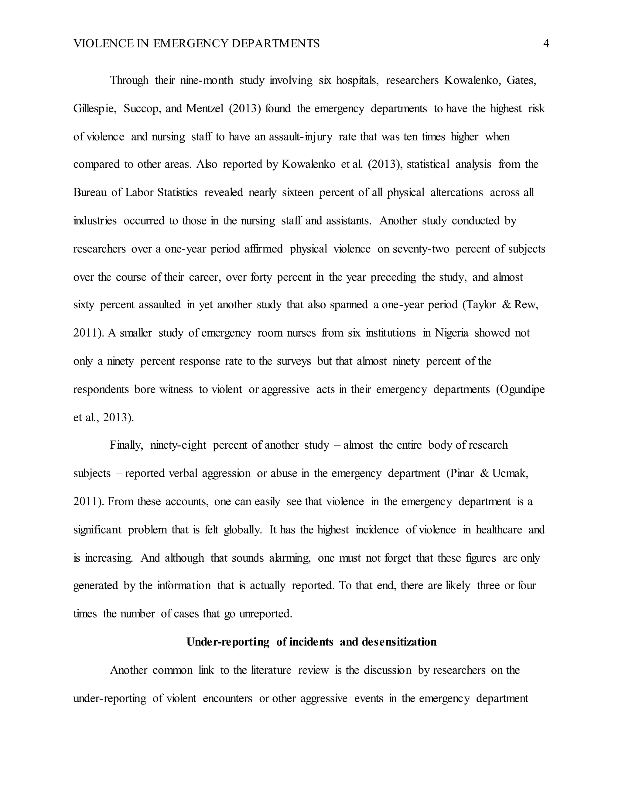 Violence in the Emergency Department - 1 | DOCX
