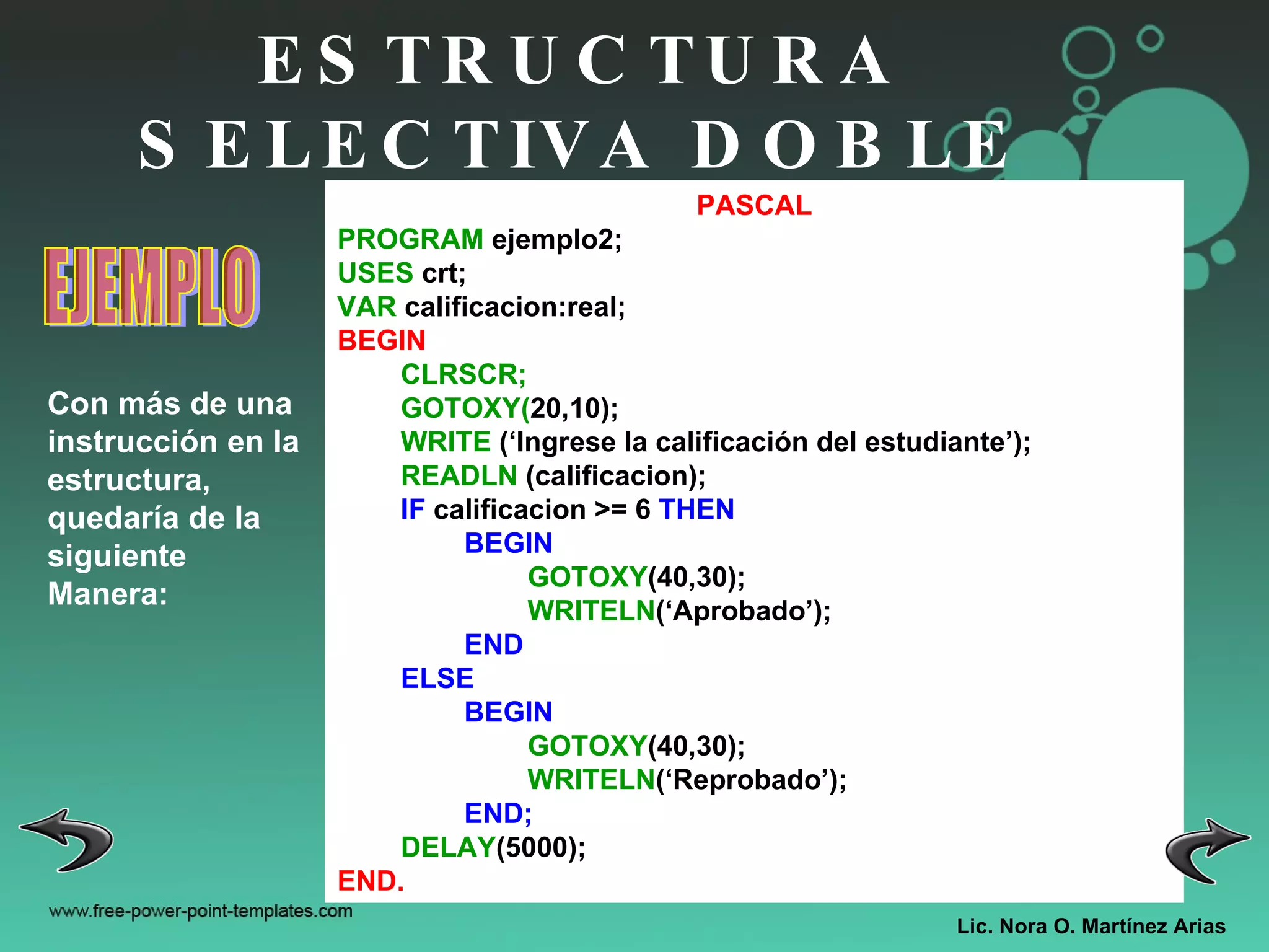 Estructura selectiva doble | PPS | Programming Languages | Computing