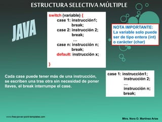 Estructura selectiva multiple con Java | PPTX