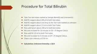Estimation of serum bilirubin by Dr.Tehmas | PPTX
