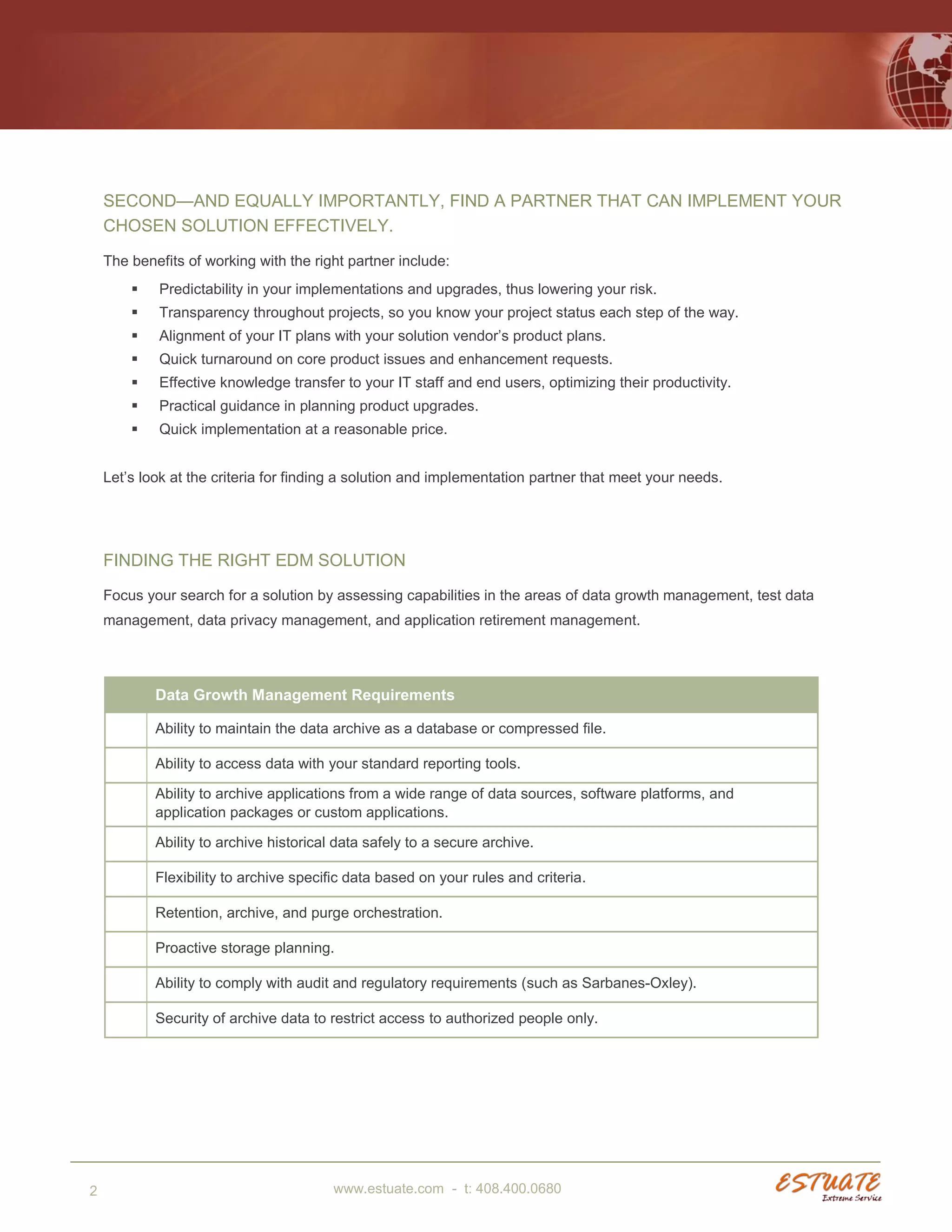 Estuate EDM Checklist | PDF