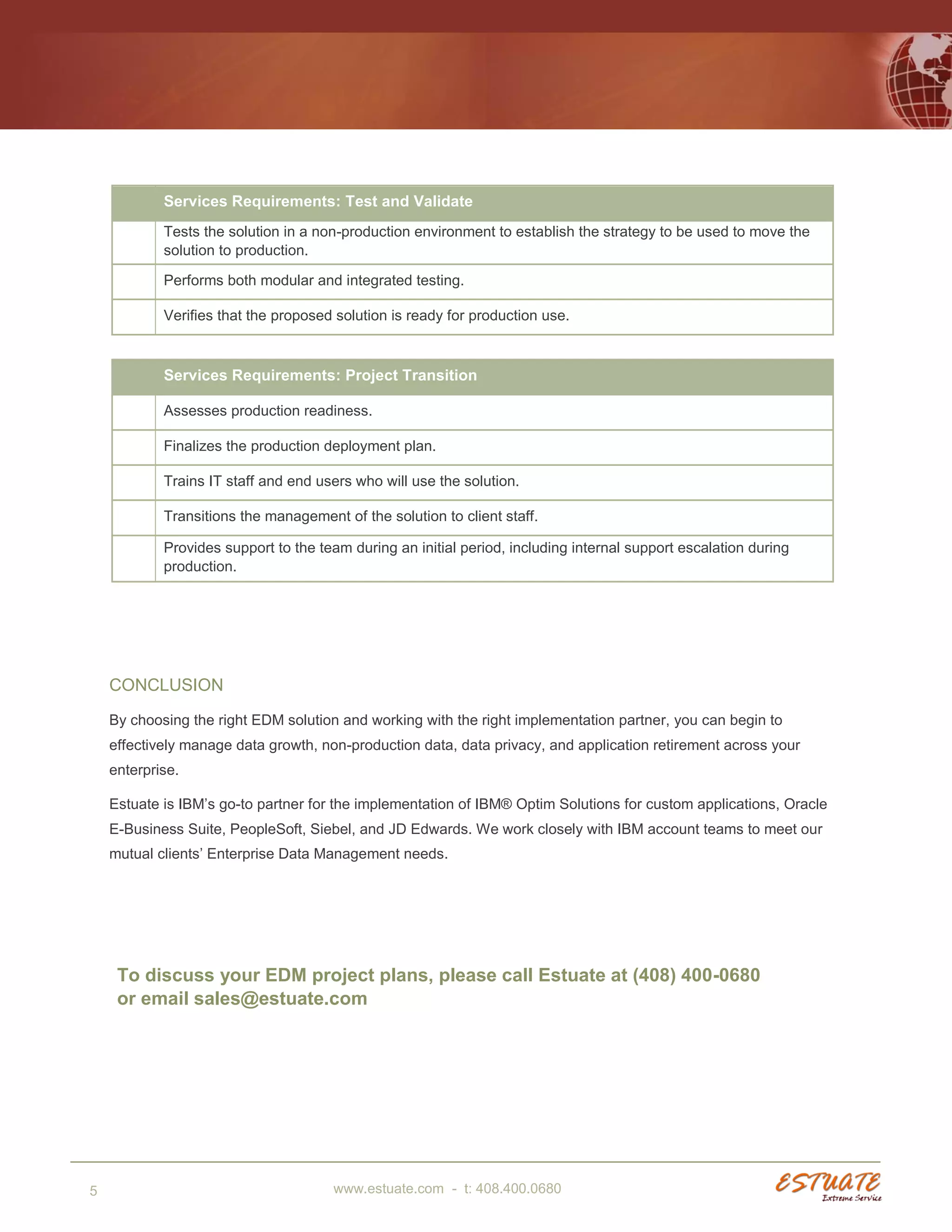 Estuate EDM Checklist | PDF