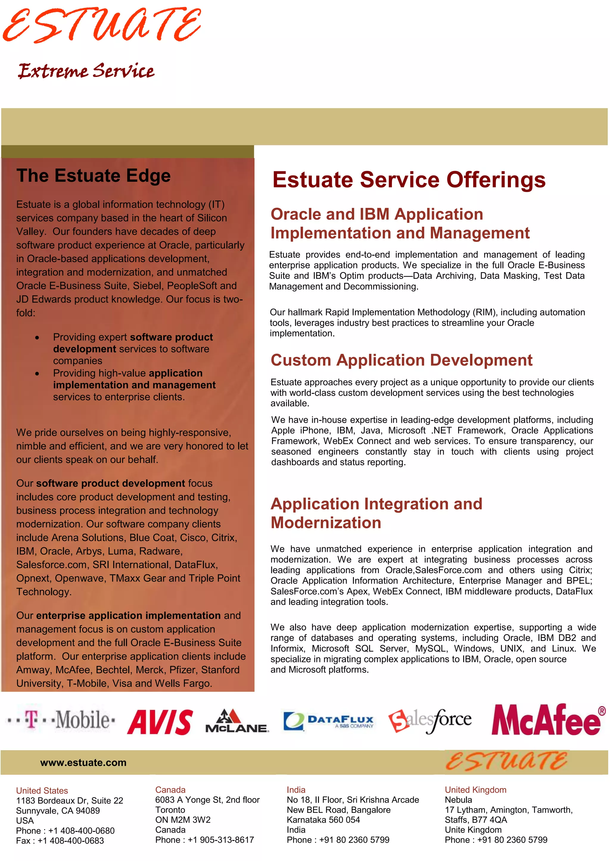 Estuate Service Offerings | PDF