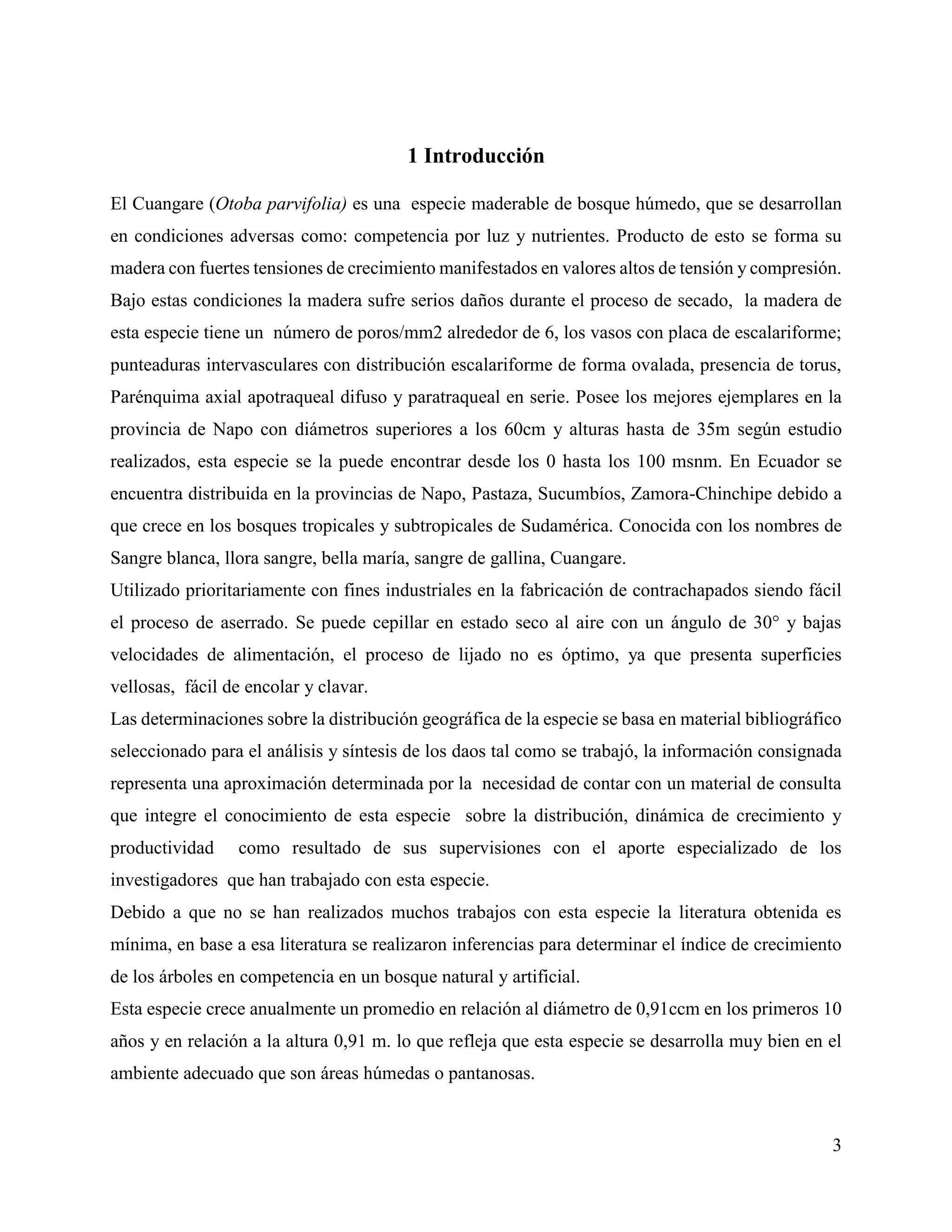 Análisis de la dinámica de crecimiento del Cuangare (Otoba parvifolia ...