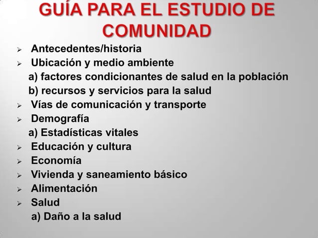 Estudio de comunidad | PPTX