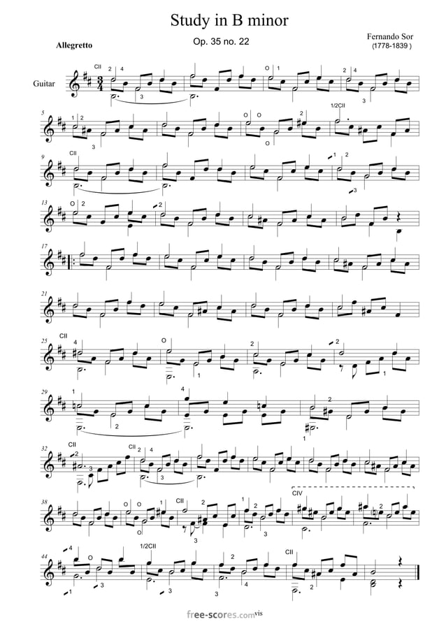 Estudio en si menor fernando sor | PDF