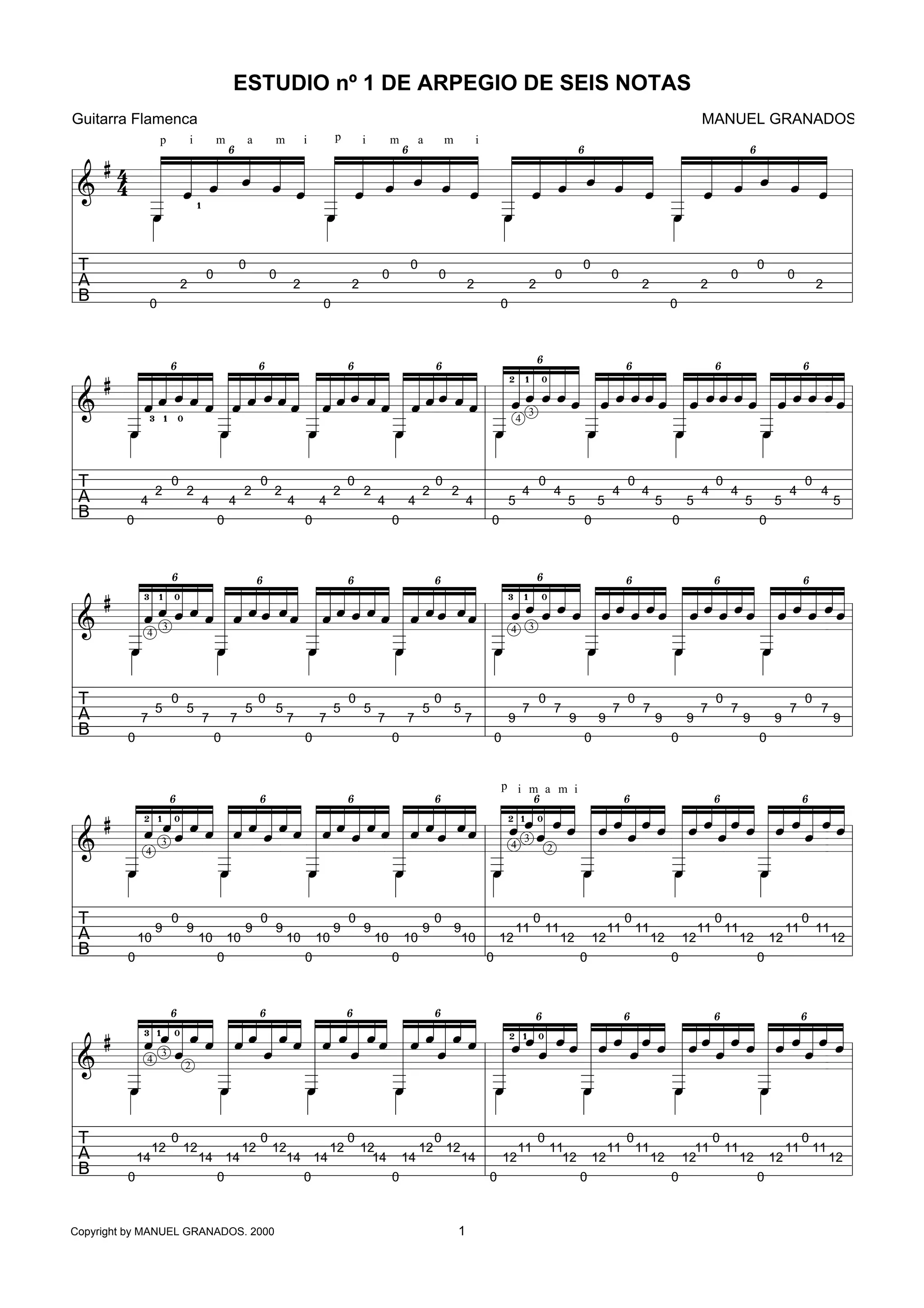 Estudio nº 1 de arpegio de seis notas · manuel granados | PDF