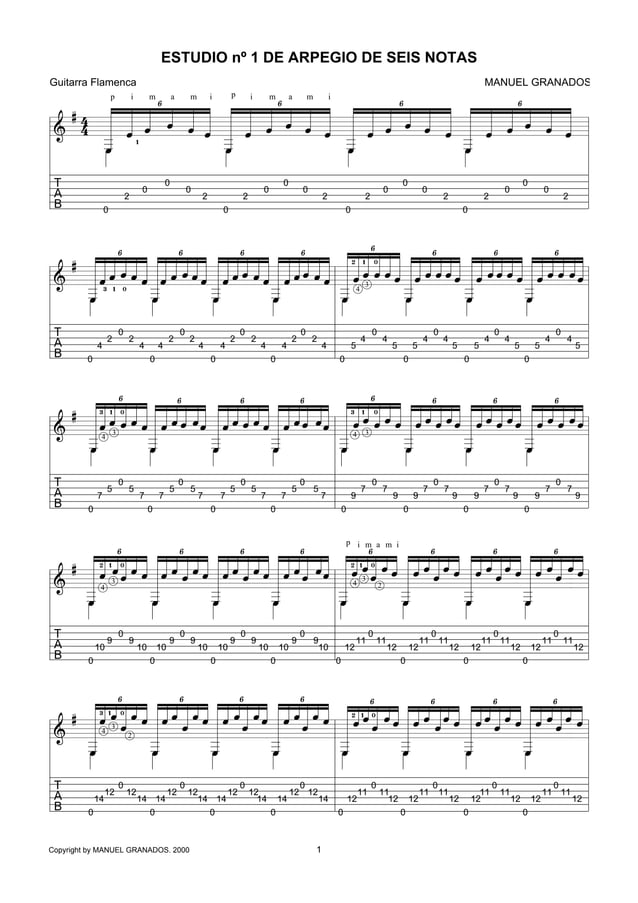 Estudio nº 1 de arpegio de seis notas · manuel granados | PDF