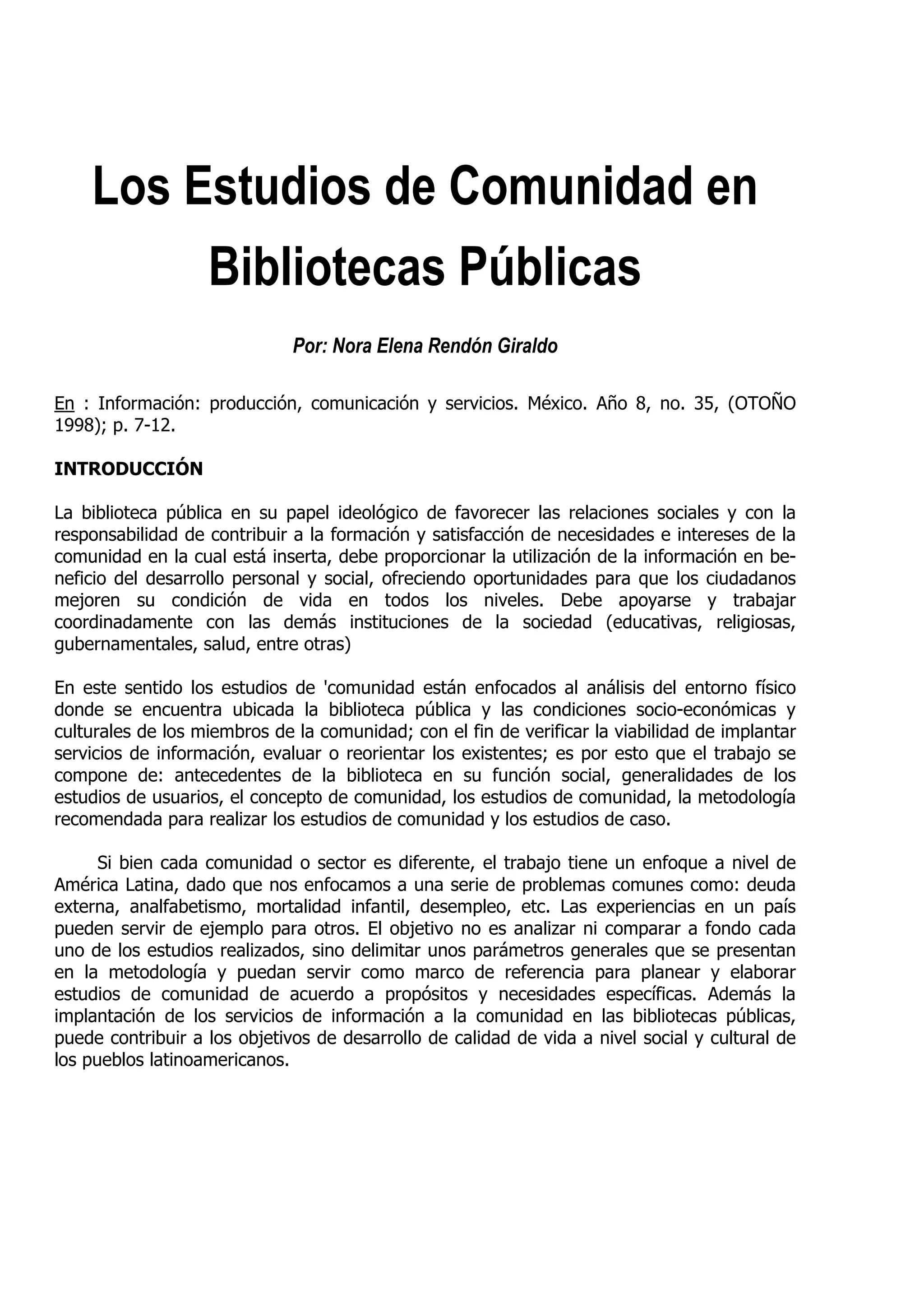 Estudios de comunidad | PDF