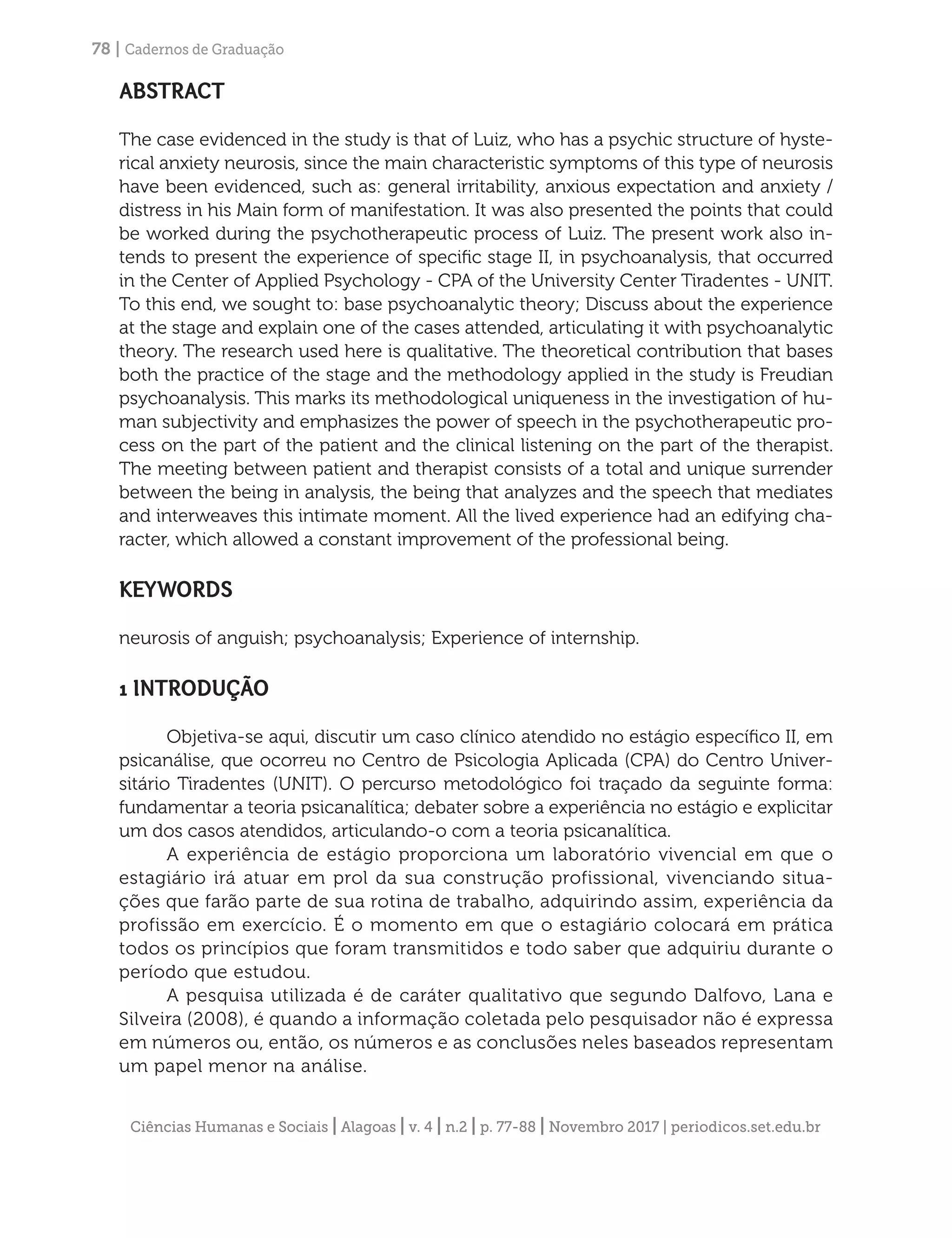 Estudo de caso psicanalise novo | PDF | Medical Health
