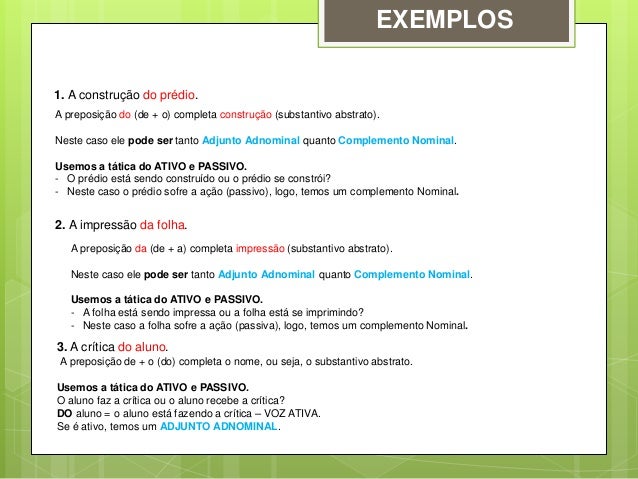 Adjunto Adnominal E Complemento Nominal