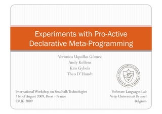 Experiments with Pro-Active Declarative Meta-Programming | PDF
