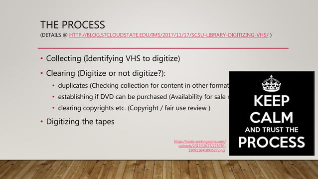 SCSU library digitizing/ archiving VHS tapes | PPTX