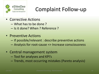 eSVeeDee Consulting Presentation Complaint Management | PPSX