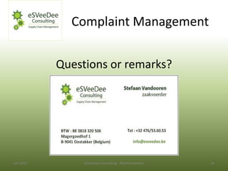 eSVeeDee Consulting Presentation Complaint Management | PPSX