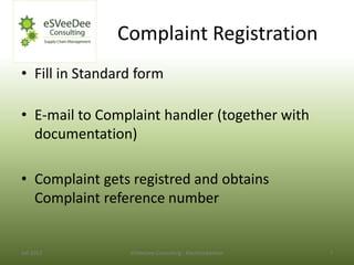 eSVeeDee Consulting Presentation Complaint Management | PPSX