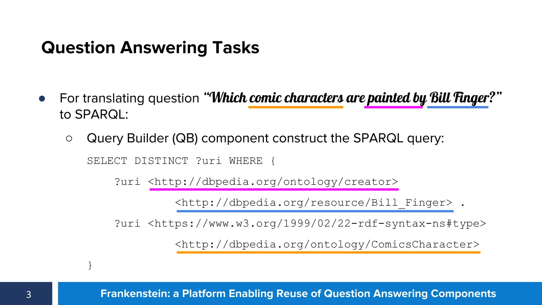 Frankenstein- a Platform Enabling Reuse of Question Answering Components | PPT