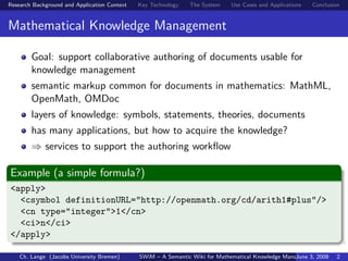 SWiM – A Semantic Wiki for Mathematical Knowledge Management | PPT
