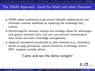 SWiM – A Semantic Wiki for Mathematical Knowledge Management | PPT