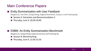 DeepLENS: Deep Learning for Entity Summarization (DL4KG 2020) | PPT