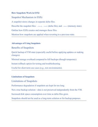 how to take snapshot in ESXi HOST vmware | DOCX