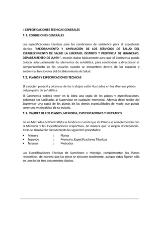 SEÑELETICA PARA HOSPITALES (ESPECIFICACIONES TECNICAS) | DOCX