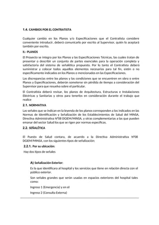 SEÑELETICA PARA HOSPITALES (ESPECIFICACIONES TECNICAS) | DOCX