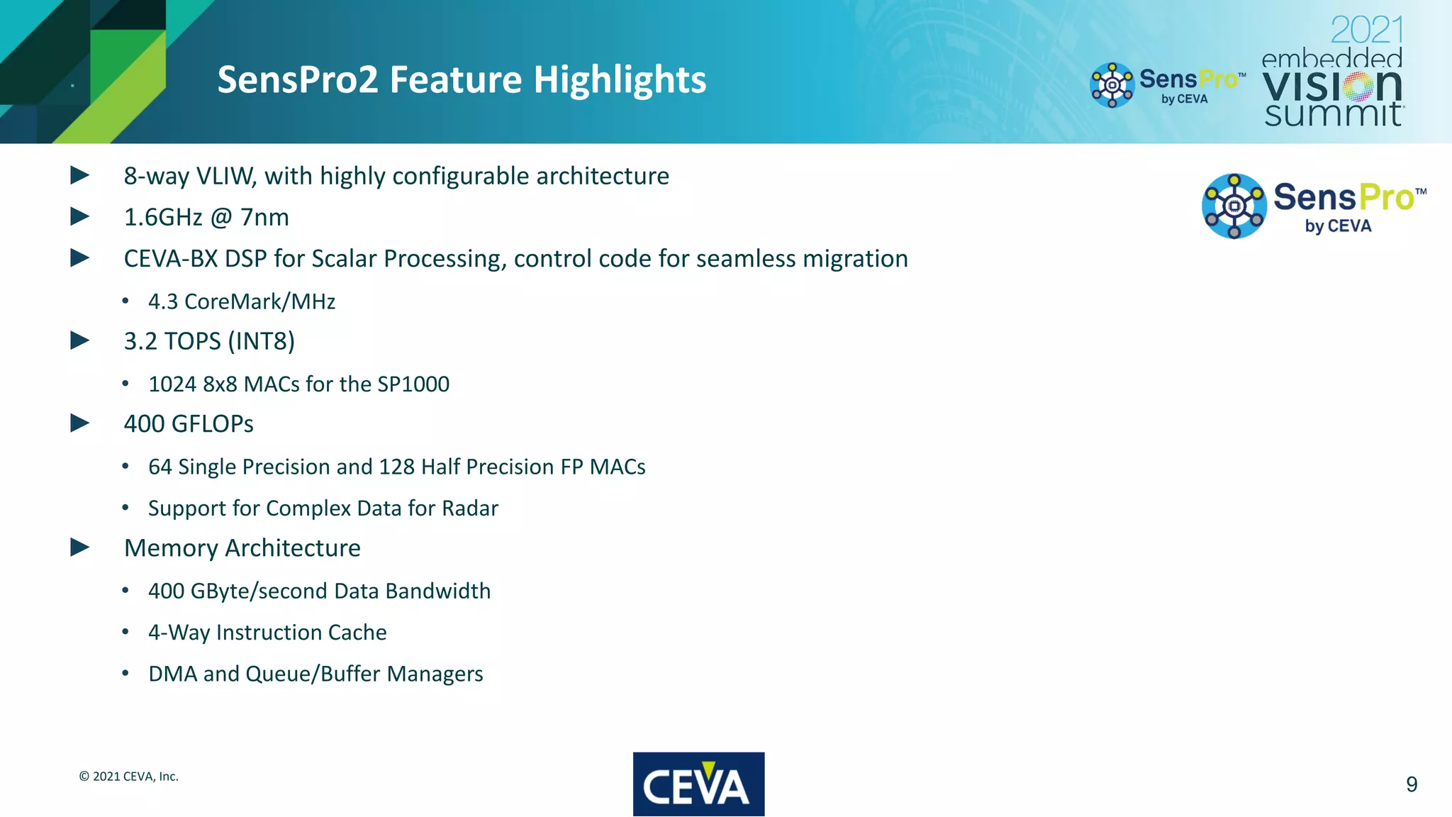 “SensPro2 Highly Scalable Sensor Hub DSP for Computer Vision, AI and Multi-sensor Fusion for ...