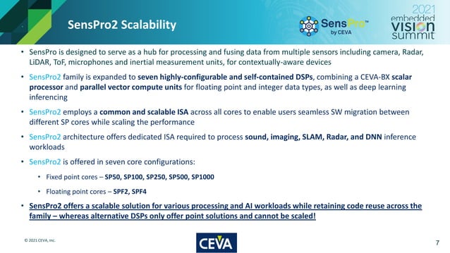 “SensPro2 Highly Scalable Sensor Hub DSP for Computer Vision, AI and ...