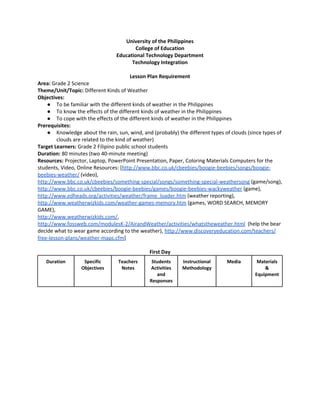 Weather Lesson Plan | PDF