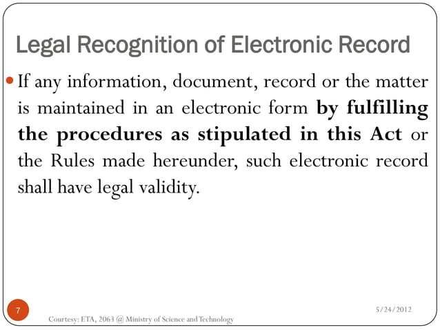 Electronic Transaction Act 2063 (ETA 2063) | PDF | Law
