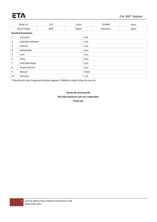 Eta a series reflow oven | PDF