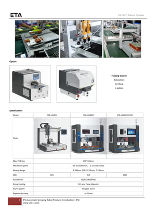 ETA automatic screwing robot | PDF | Robotics | Technology & Computing