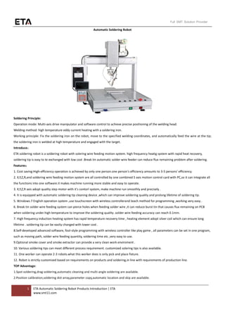 Eta automatic soldering robot | PDF