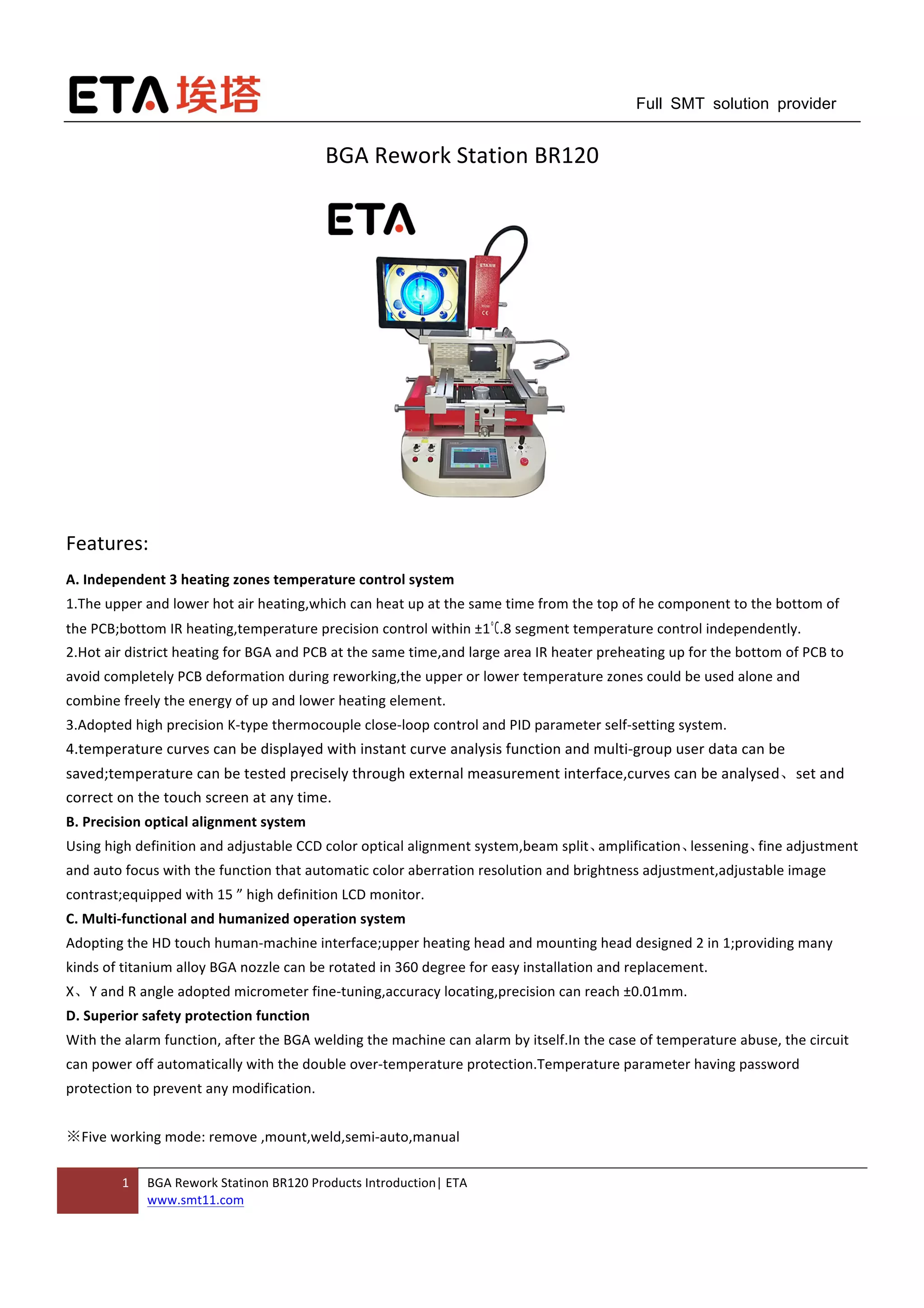 Eta bga rework station br120 | PDF