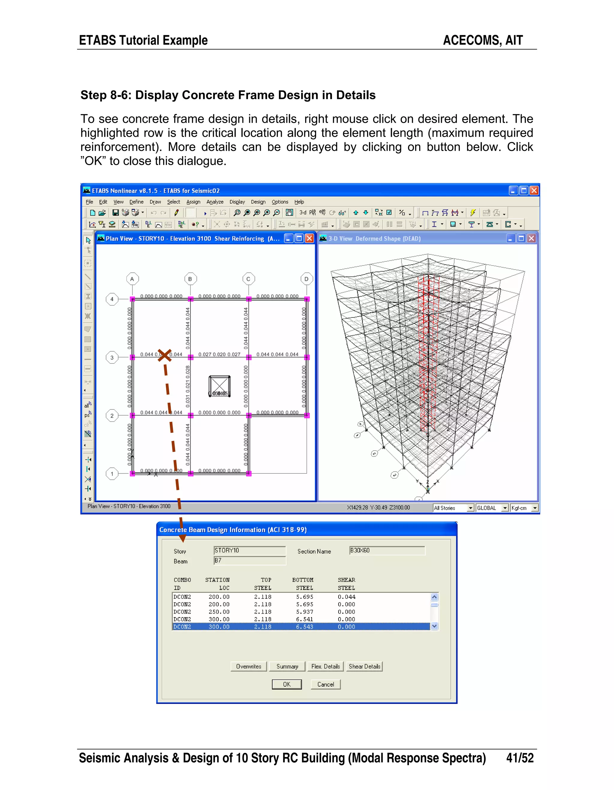 Etabs example-rc building seismic load response- | PDF