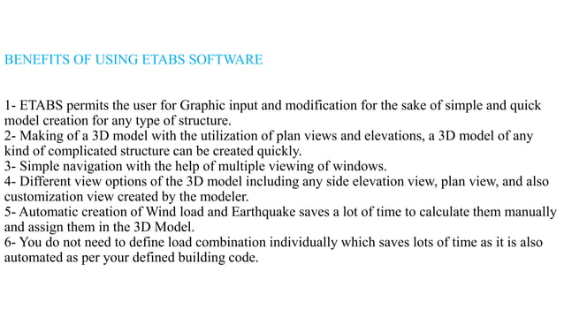 Etabs Presentation.pptx | Civil Engineering Industry | Industries