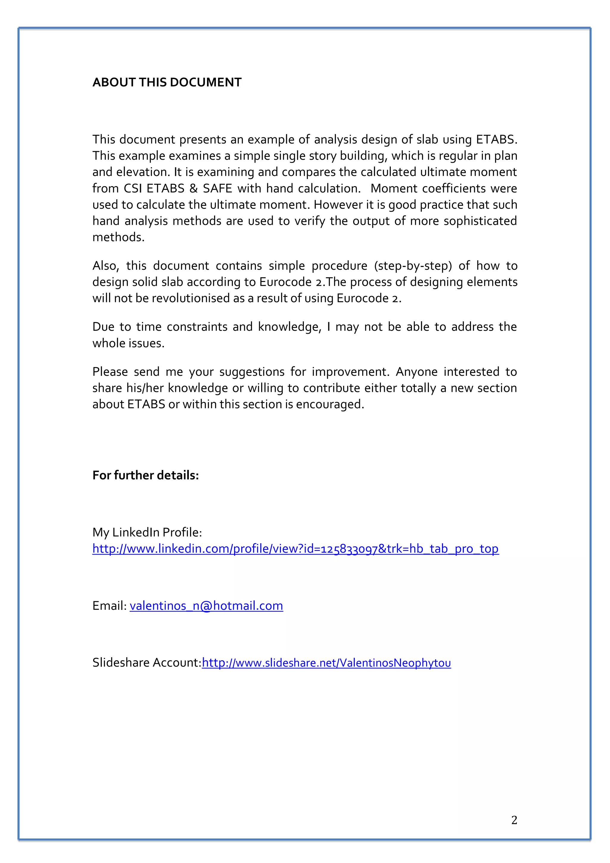 CSI ETABS & SAFE MANUAL: Slab Analysis and Design to EC2 | PDF