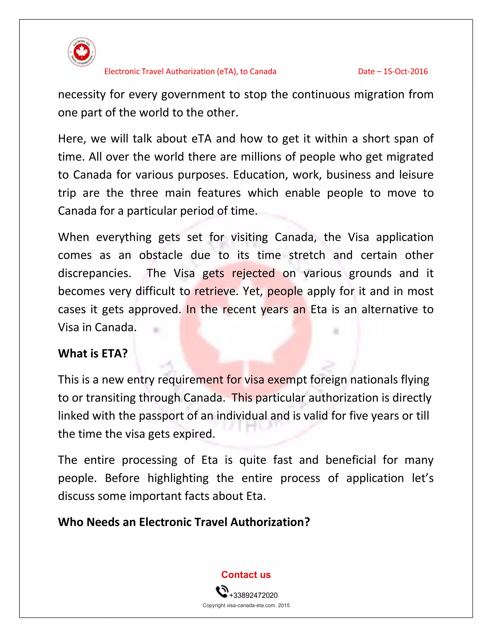 Eta Visa Canada | PDF