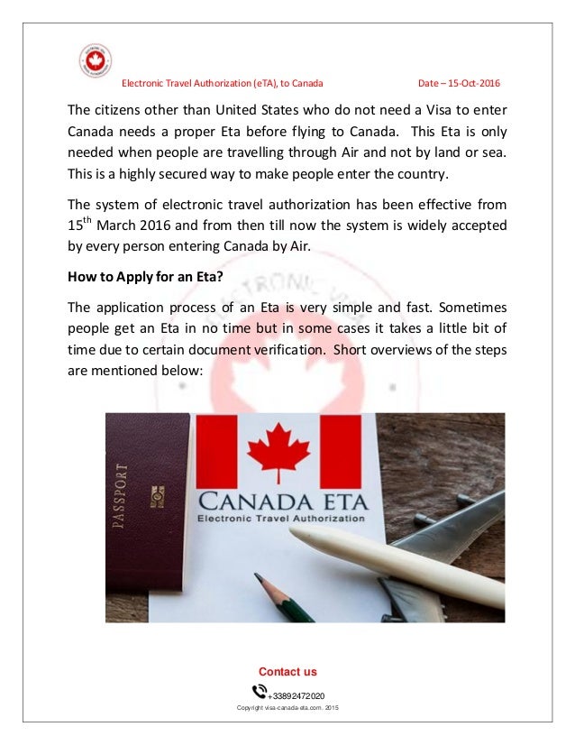 Eta Visa Canada