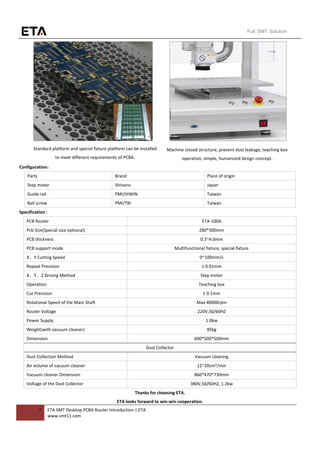 ETA SMT Desktop PCBA Router ETA-100A | PDF