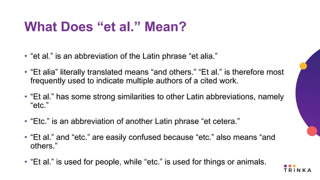 How To Use “Et Al.” In Academic Writing | PPTX